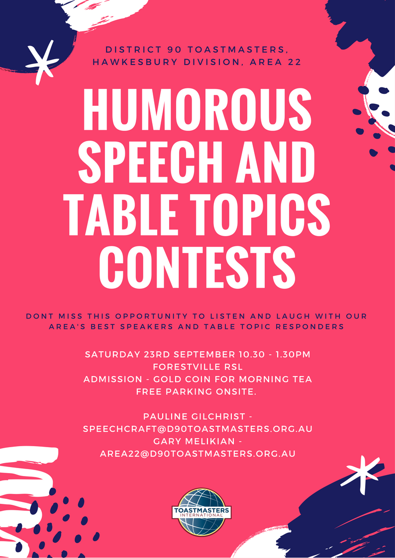 Humorous Speech And Table Topics Contest Forestville Toastmasters